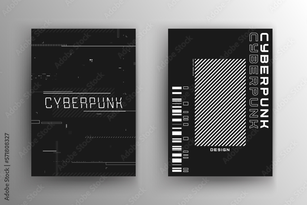 Set of cyberpunk futuristic poster set. Modern cyberpunk design for web ...