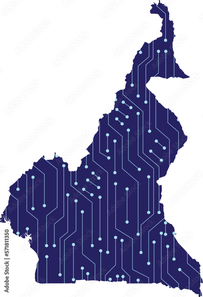 Map of Cameroon, network line,dot and structure on dark background with Map Cameroon, Circuit ...