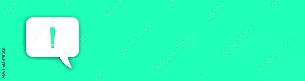 light green exclamation mark on a white message board. Alarm signal in ...