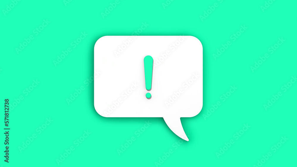 light green exclamation mark on a white message board. Alarm signal in ...