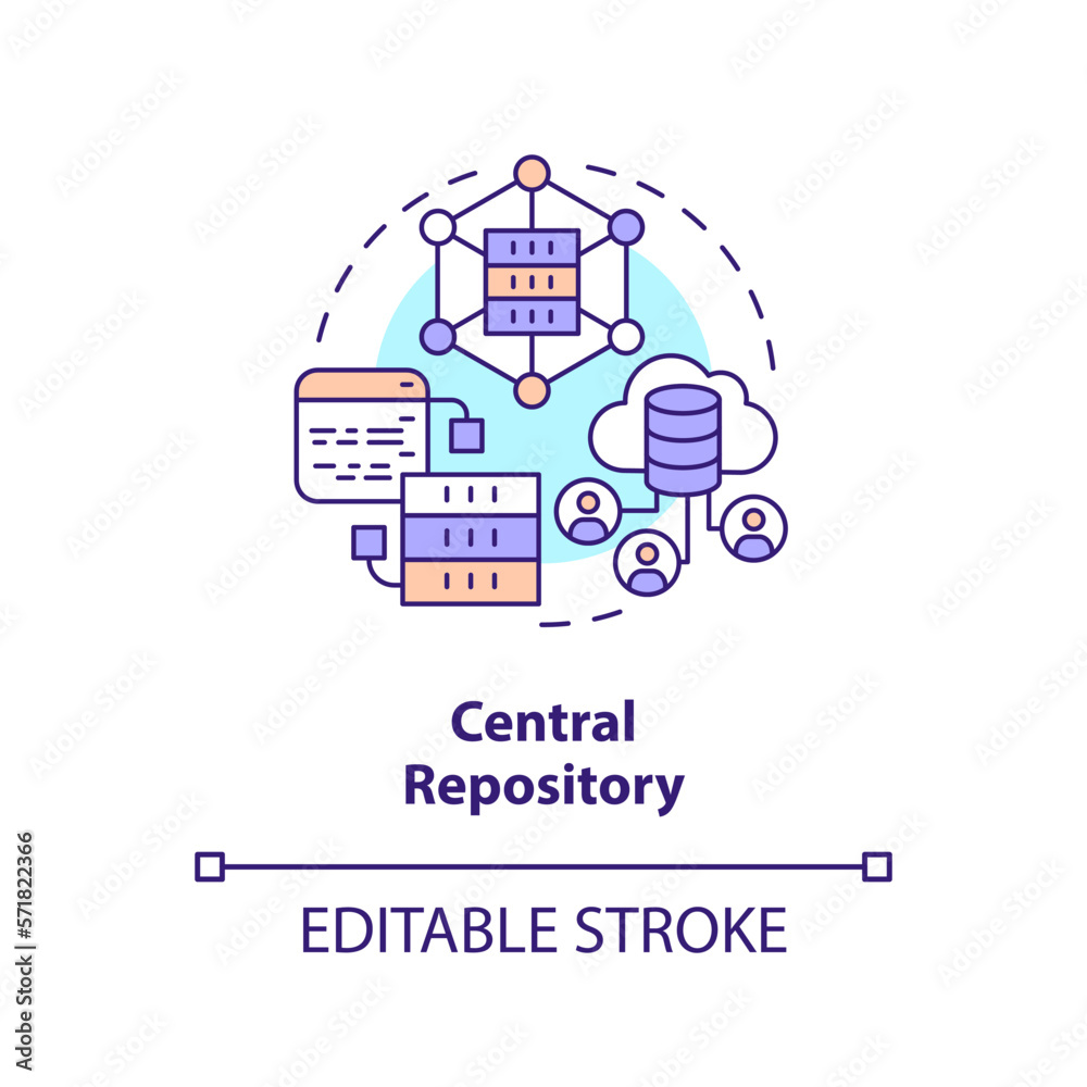 Central repository concept icon. All data storage. Version control ...