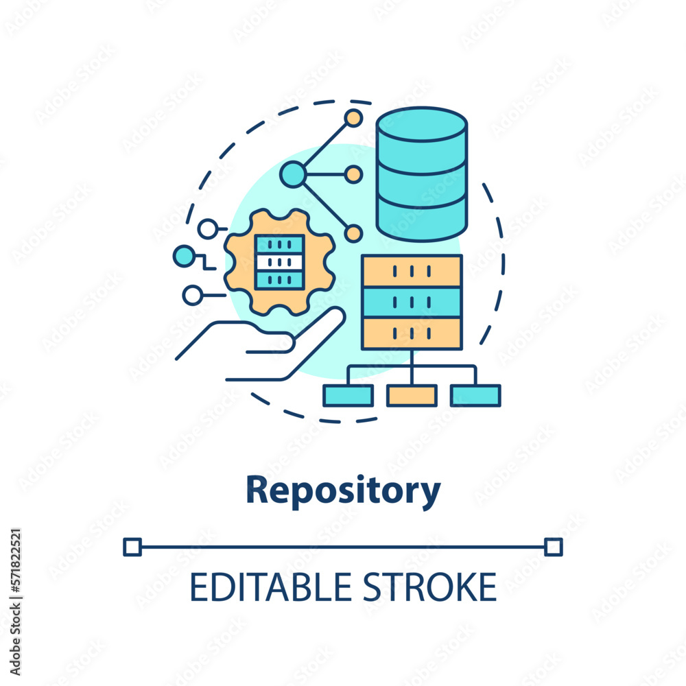 Repository concept icon. Database of code changes. Source control ...