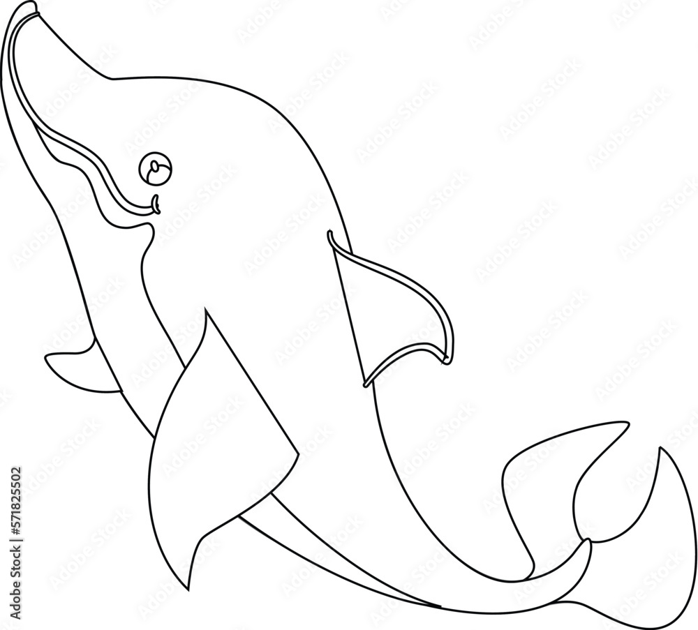 dolphin coloring page Stock Vector | Adobe Stock