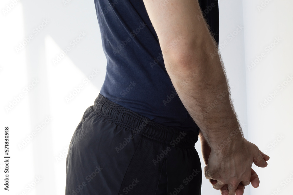 Back curvature in men in the lumbar spine - hyperlordosis Stock Photo ...