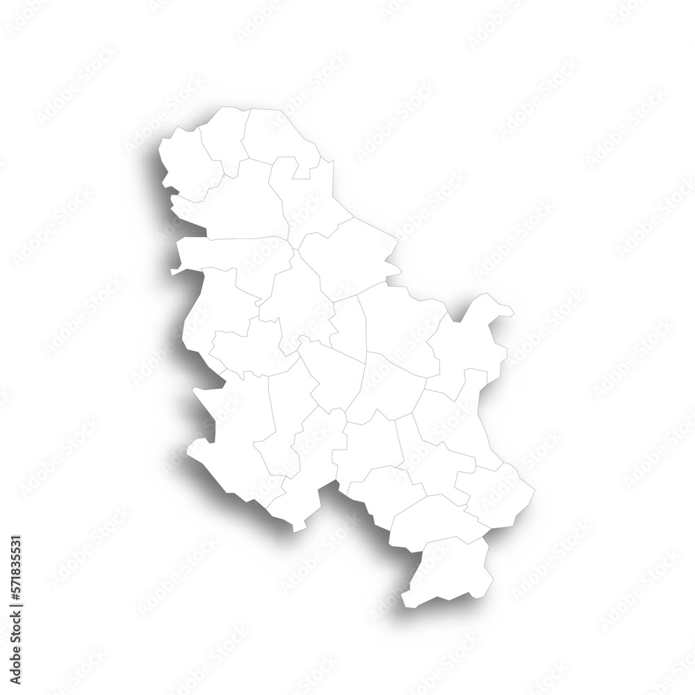 Serbia political map of administrative divisions - okrugs and ...