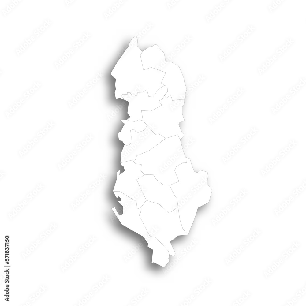 Albania political map of administrative divisions - counties. Flat ...