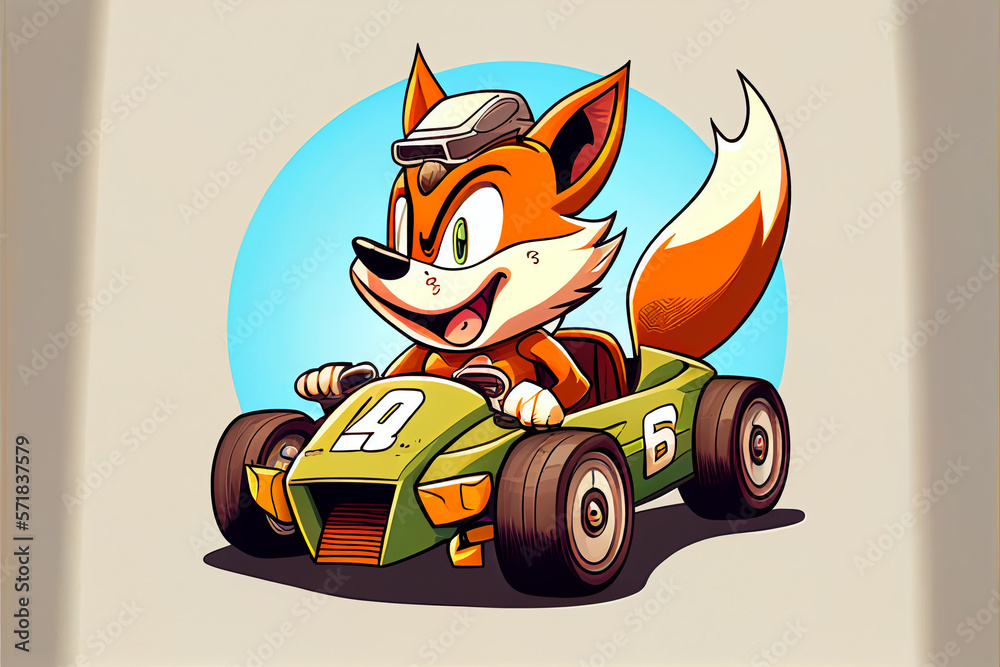 Fox cub driving a racing car. AI generated Stock Illustration | Adobe Stock