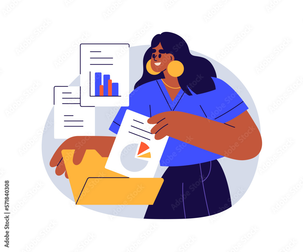 Business documents, information storage concept. Organizing, storing ...