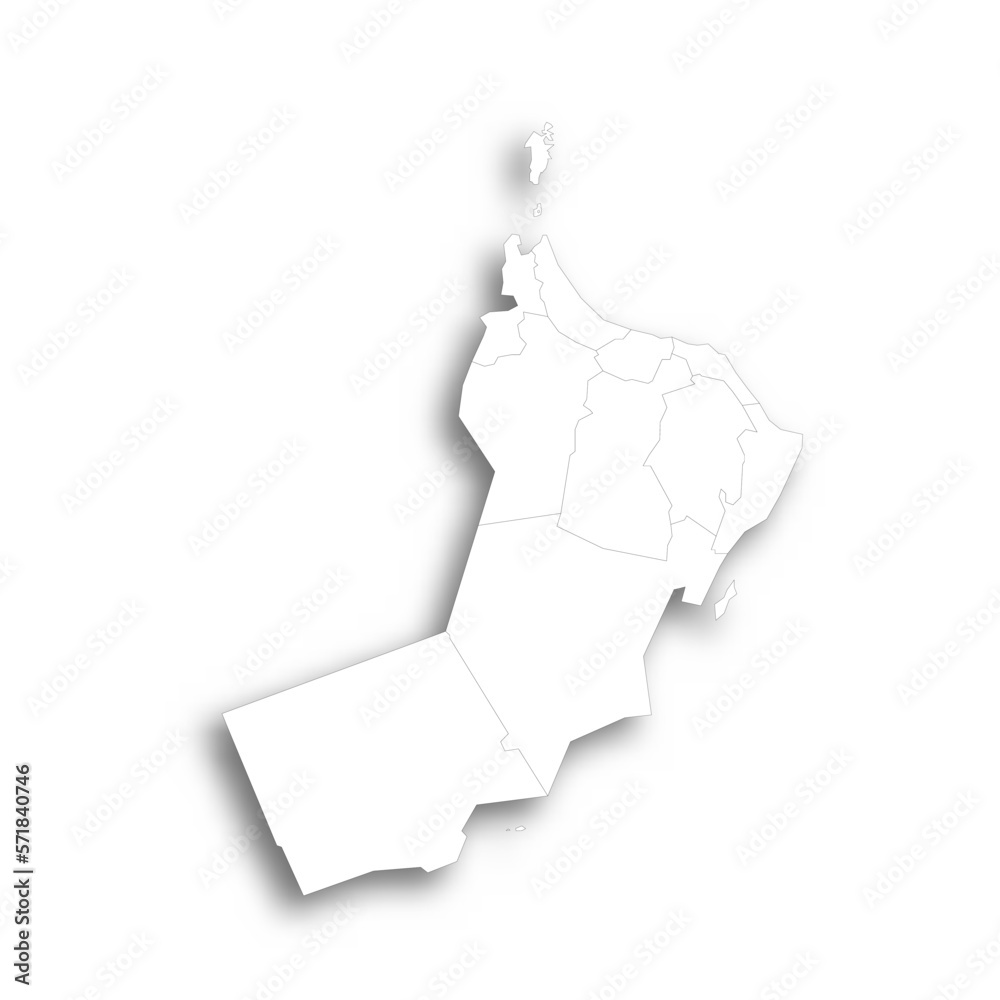 Oman political map of administrative divisions - governorates. Flat ...
