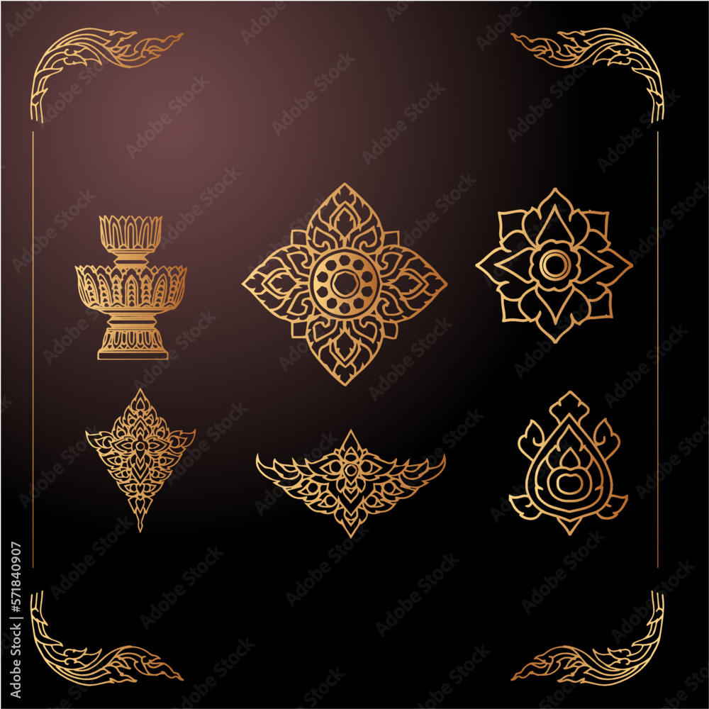 Kbach Khmer Cambodia vector fine art graphic art vintage Stock Vector ...