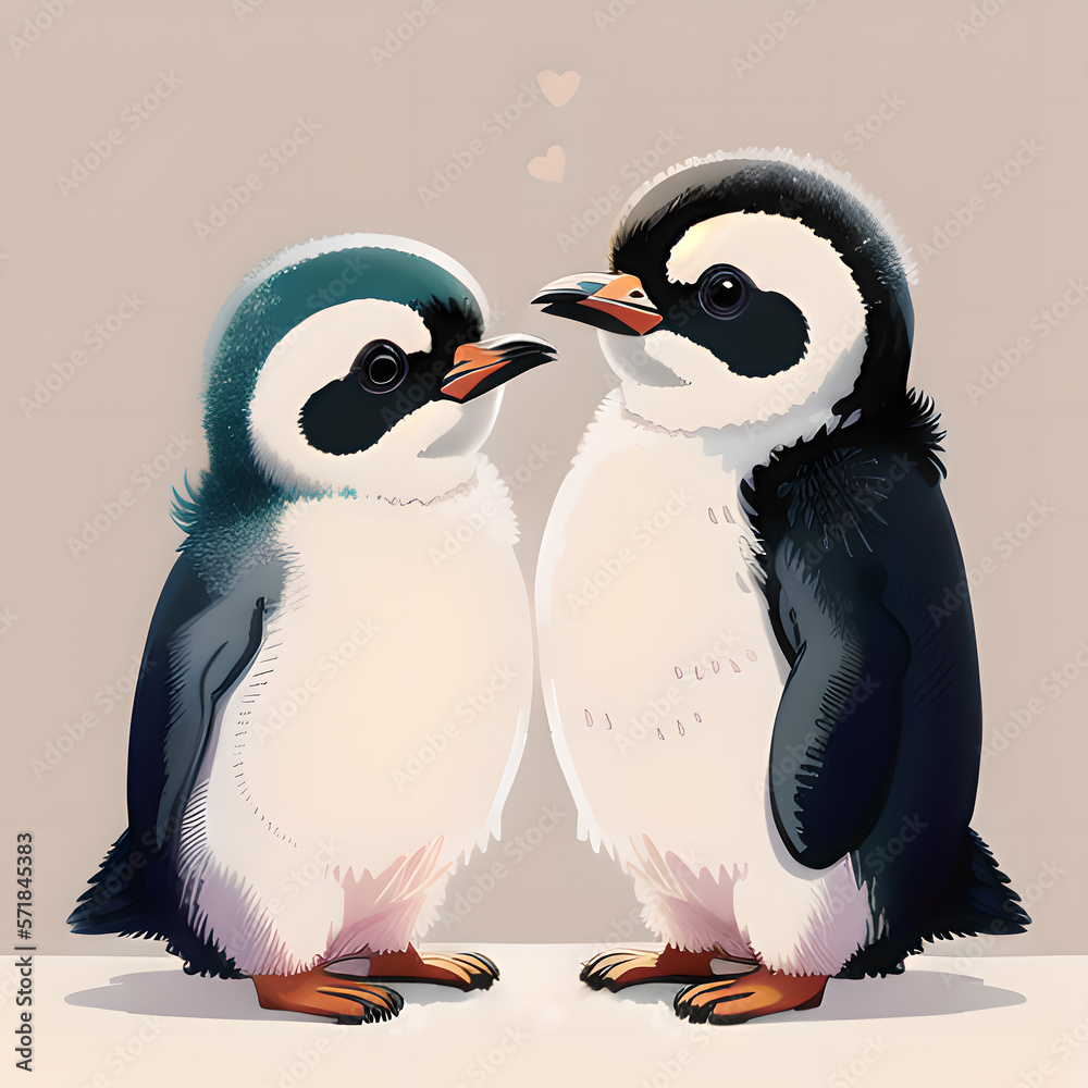 two cartoon penguins Stock Illustration | Adobe Stock
