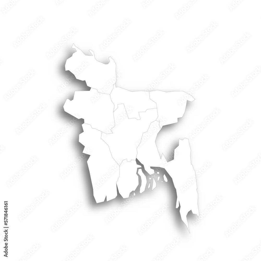 Bangladesh political map of administrative divisions - divisions. Flat ...