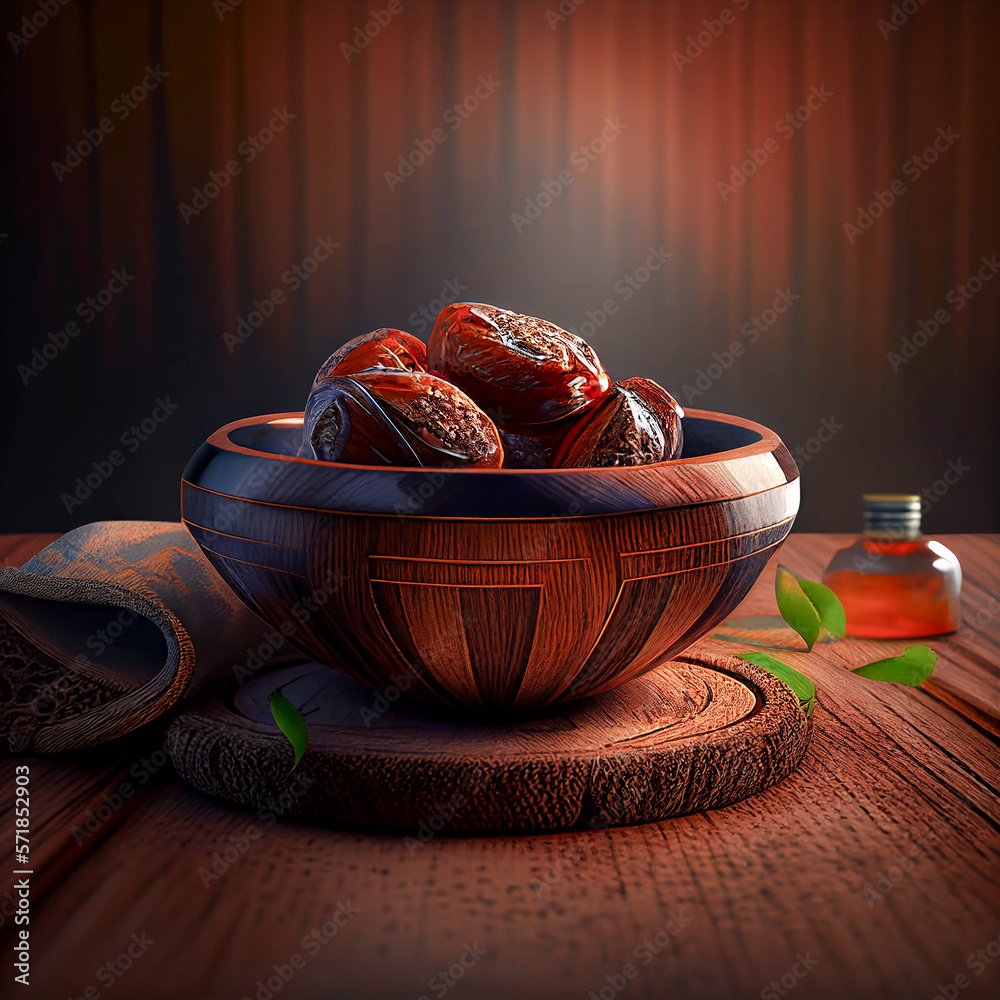 still life generate AI image for dates fruit in bowl, Conceptual image ...