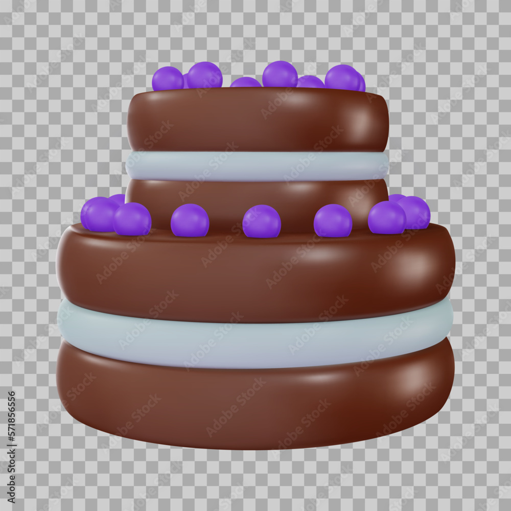 Cartoon vector cake in 3d realistic vivid style. Minimal bright design ...