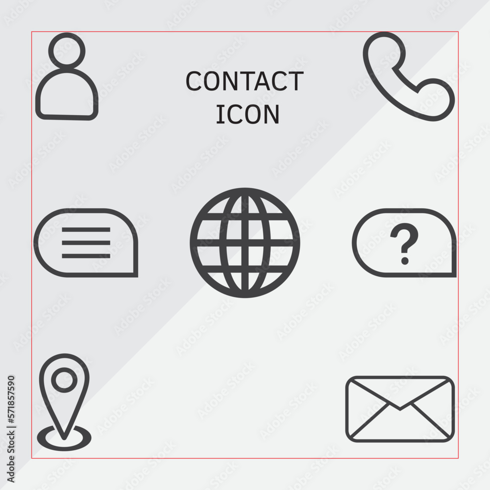 icons set, contact icon, gmail icon, location icon, web logo Stock ...