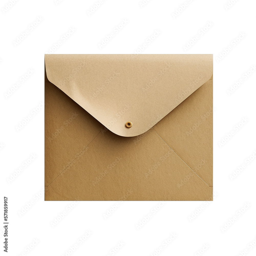 Brown kraft paper mailing envelope. Top view. Flatlay. Isolated card ...