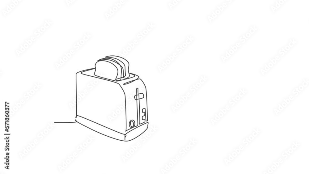 Vidéo Stock Animation of one single line drawing of classic bread ...