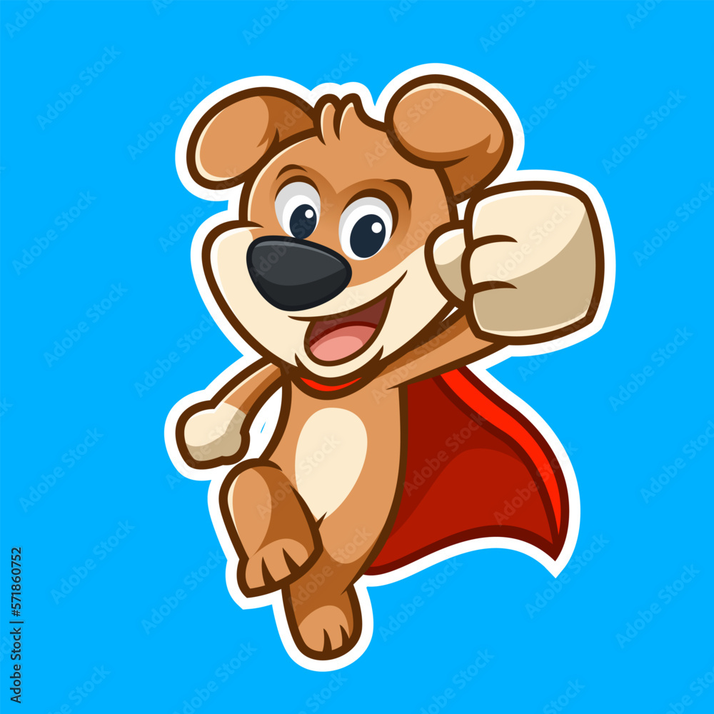 Superhero Dog wearing Cape cartoon vector illustration Stock Vector ...