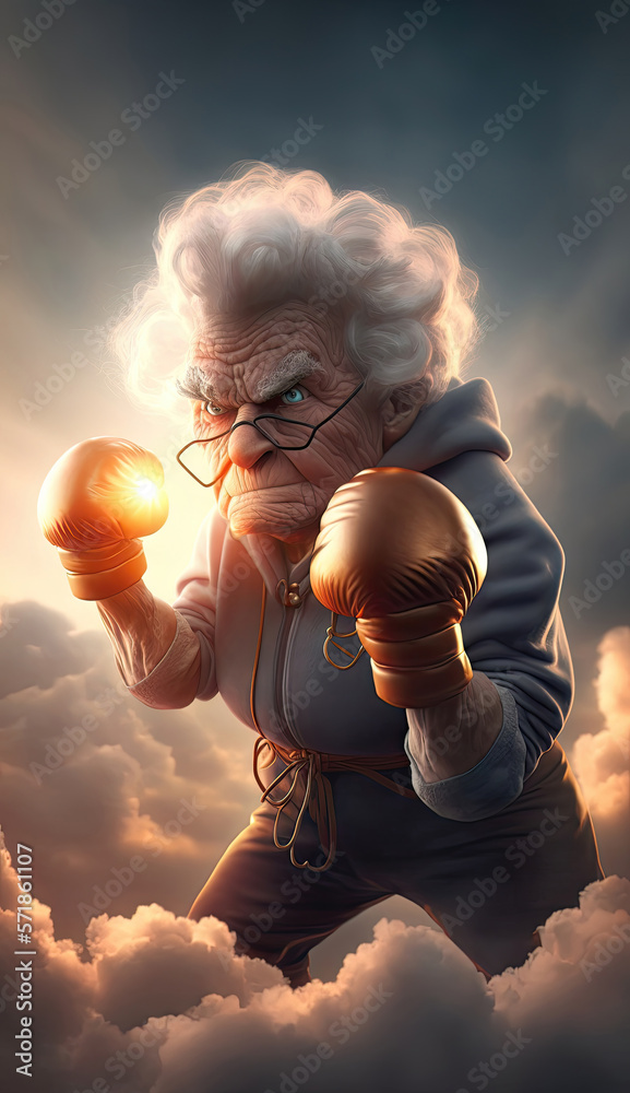 AI generated old woman boxing, dynamic pose Stock Illustration | Adobe ...