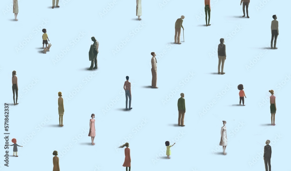 Conceptual artwork of crowd, different, alone, hope, and loneliness ...