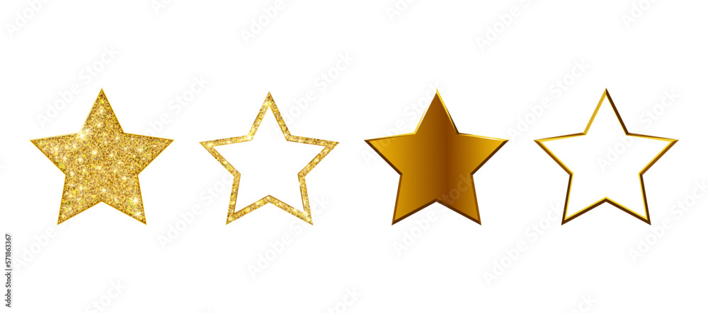 Gold glitter vector star set. Gold sparkle luxury design element. Vector particles. Stock Vector ...