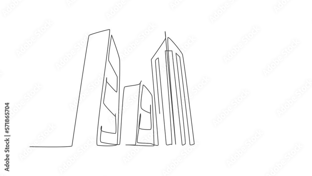 Stockvideo Animated self drawing of continuous one line draw tall ...