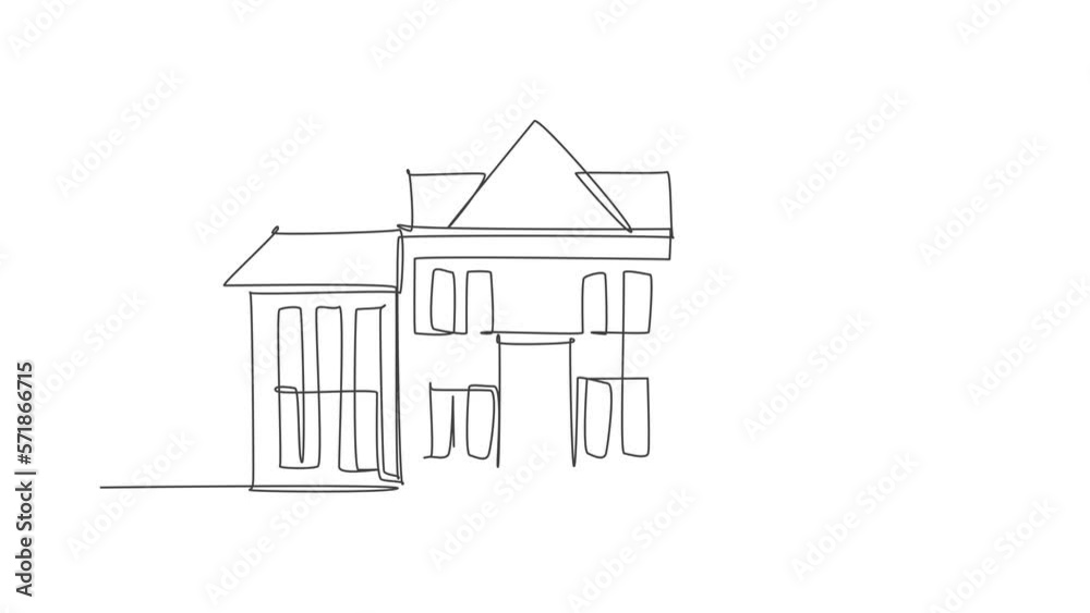 Animation of single one line drawing of luxury elementary school ...