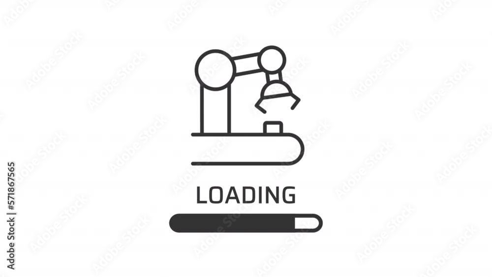 Animated manufacturing linear icon. Loading in progress. Conveyor belt ...