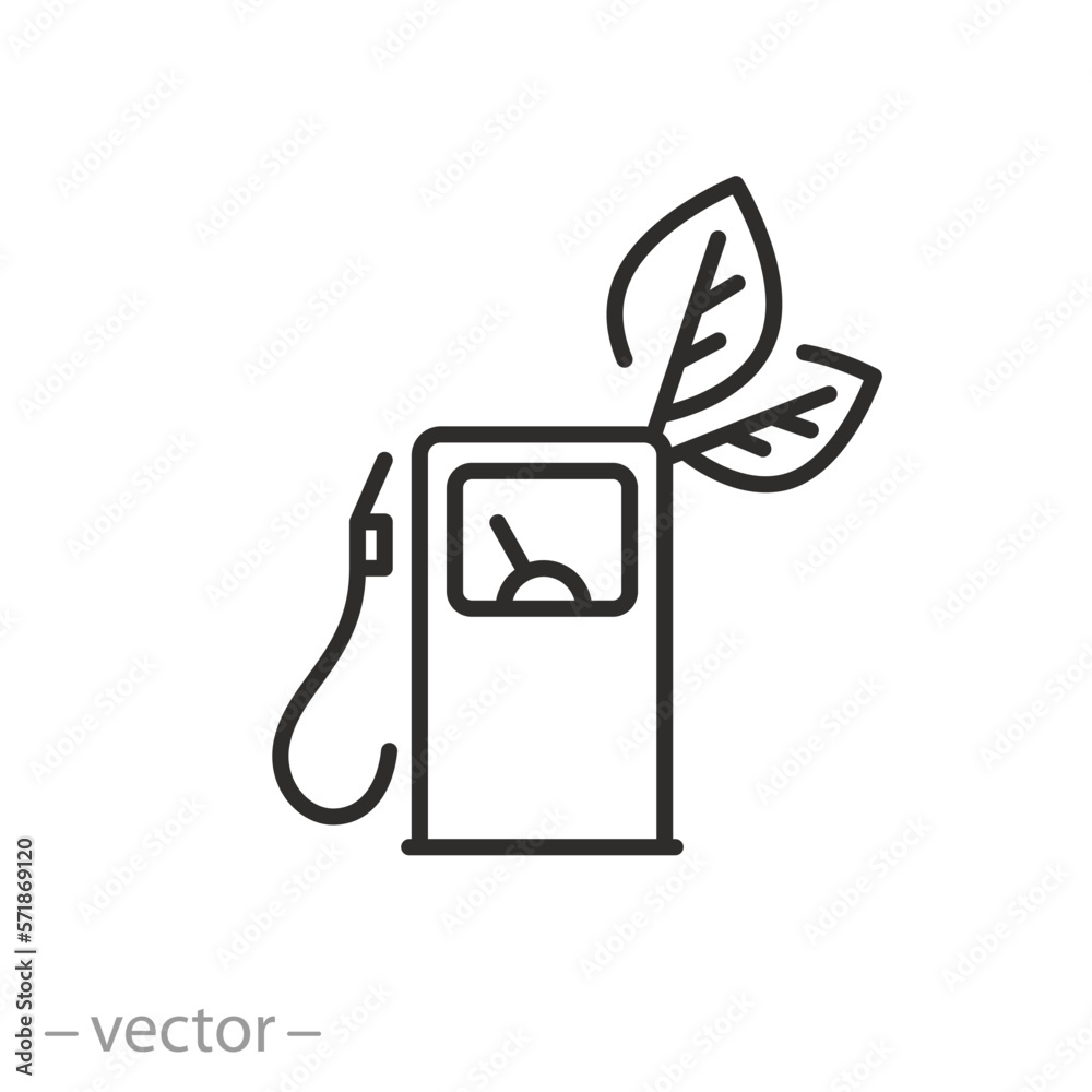 bio fuel pump station icon, green energy concept, eco gasoline, green ...