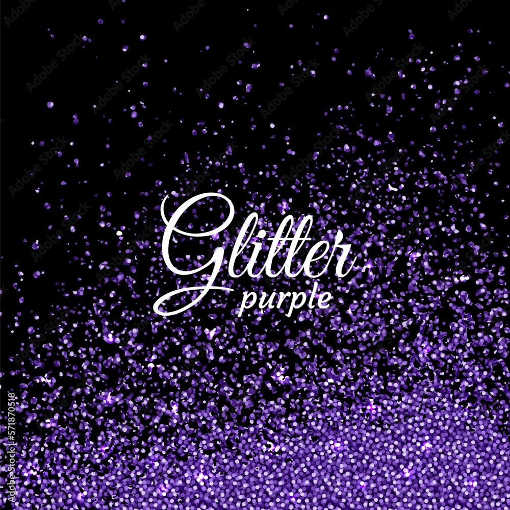 Purple glitter on a black background. Sparkling texture. Background for ...
