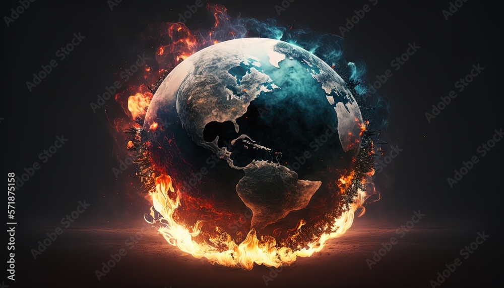 Ilustrace „planet earth in crisis of extreme temperature, hell hot anf ...