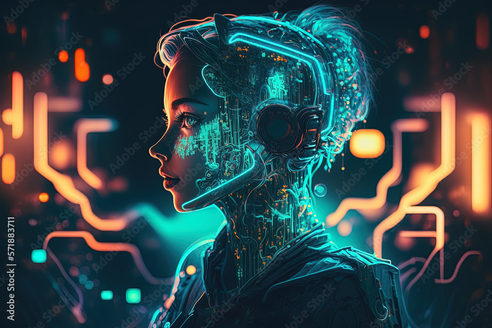 A ChatGPT concept. A human like android with the face of a human and ...