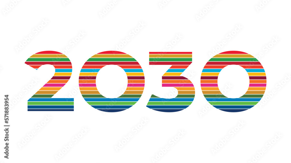 2030 Number With Sdg Colors Sustainable Development Goals Vector