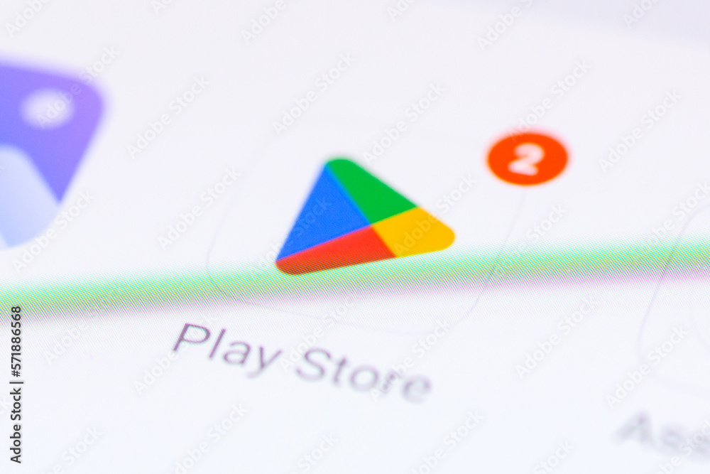 Chernihiv, Ukraine - December 22, 2022: Google Play Store icon on phone ...