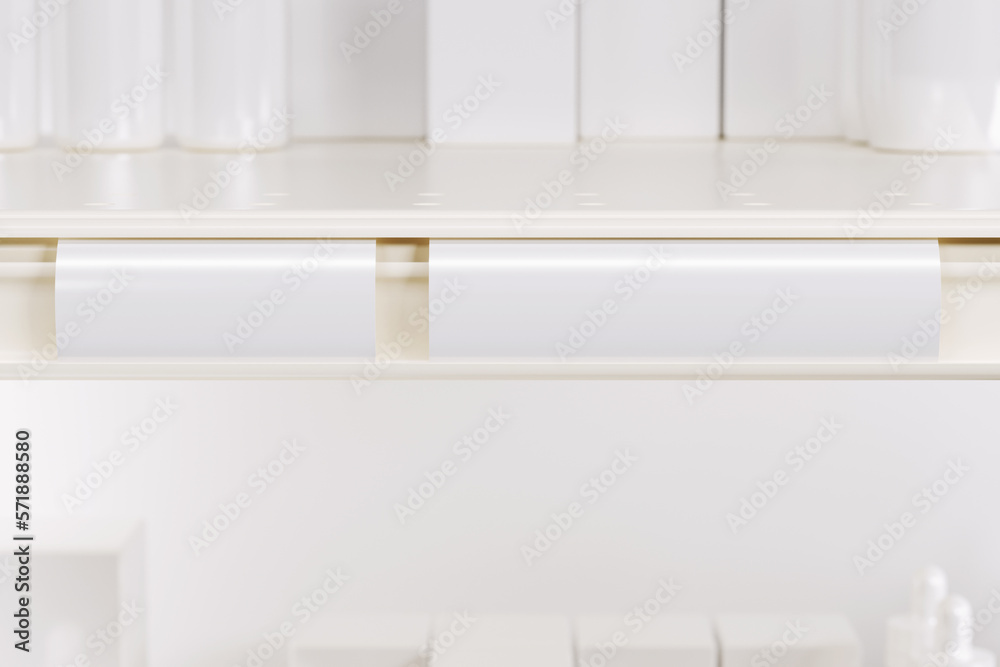 Shelf edge promotional stripes mockup. 3D rendering Stock Illustration ...