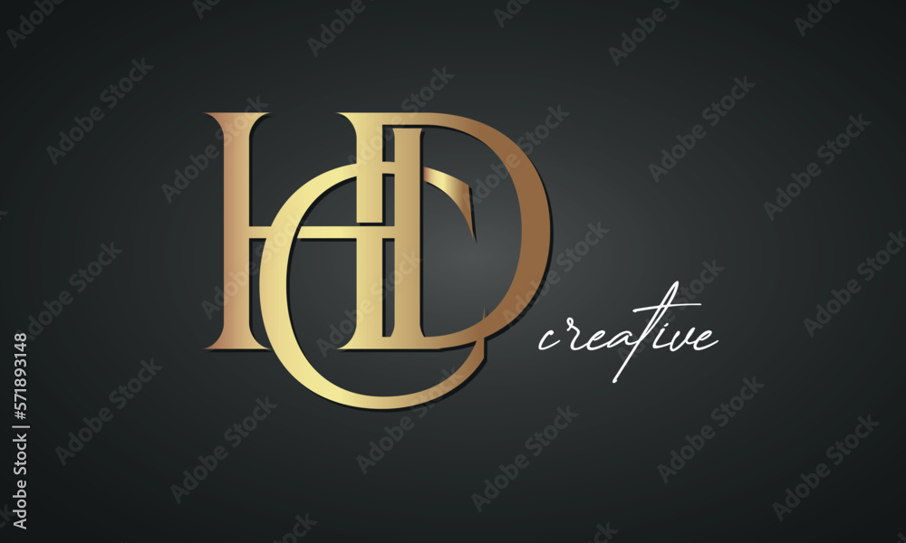 luxury letters HCD golden logo icon premium monogram, creative royal ...