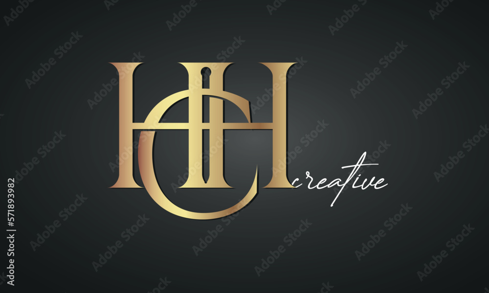 luxury letters HCH golden logo icon premium monogram, creative royal ...