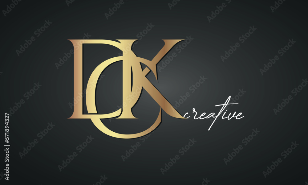 luxury letters DCK golden logo icon premium monogram, creative royal logo design Stock Vector ...