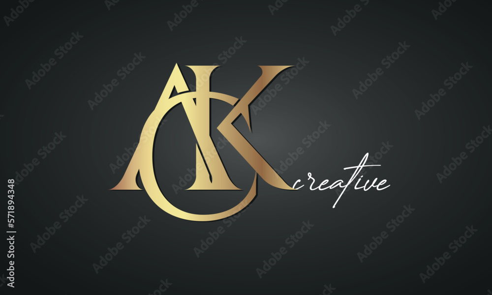 luxury letters ACK golden logo icon premium monogram, creative royal ...