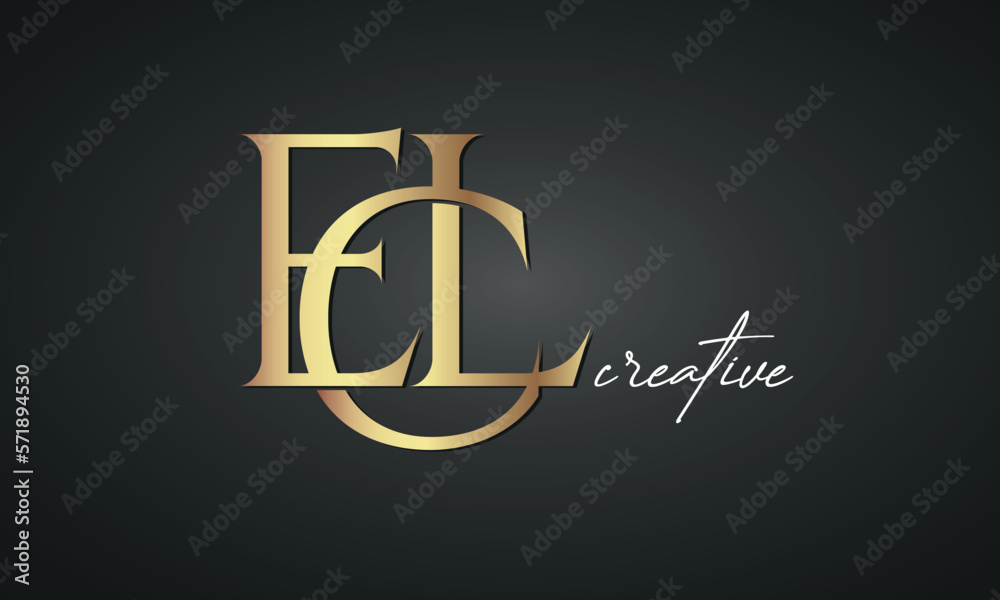 luxury letters ECL golden logo icon premium monogram, creative royal ...