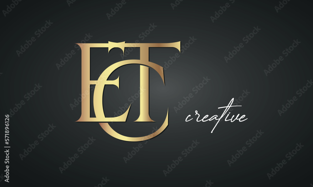 luxury letters ECT golden logo icon premium monogram, creative royal ...