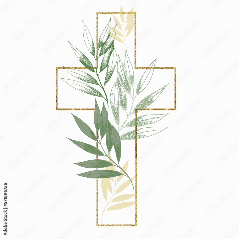 Graphic Easter Cross Clipart, Spring Floral Arrangements, Baptism ...
