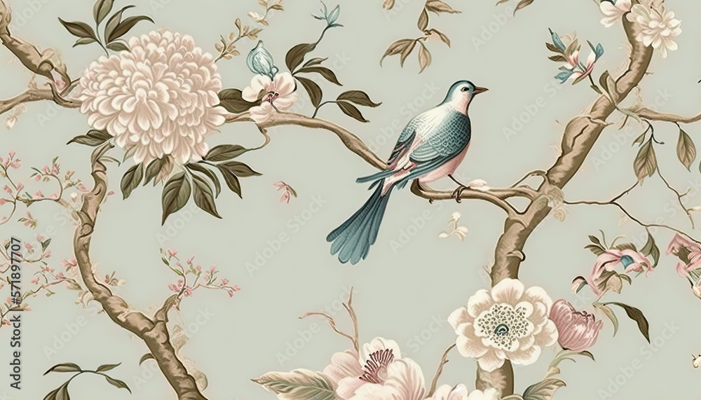 Chinoiserie wallpaper, Generative AI Stock Illustration | Adobe Stock