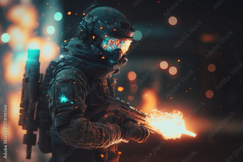 Unleashing the Fury: A Cinematic Future Soldier with Flamethrower in ...