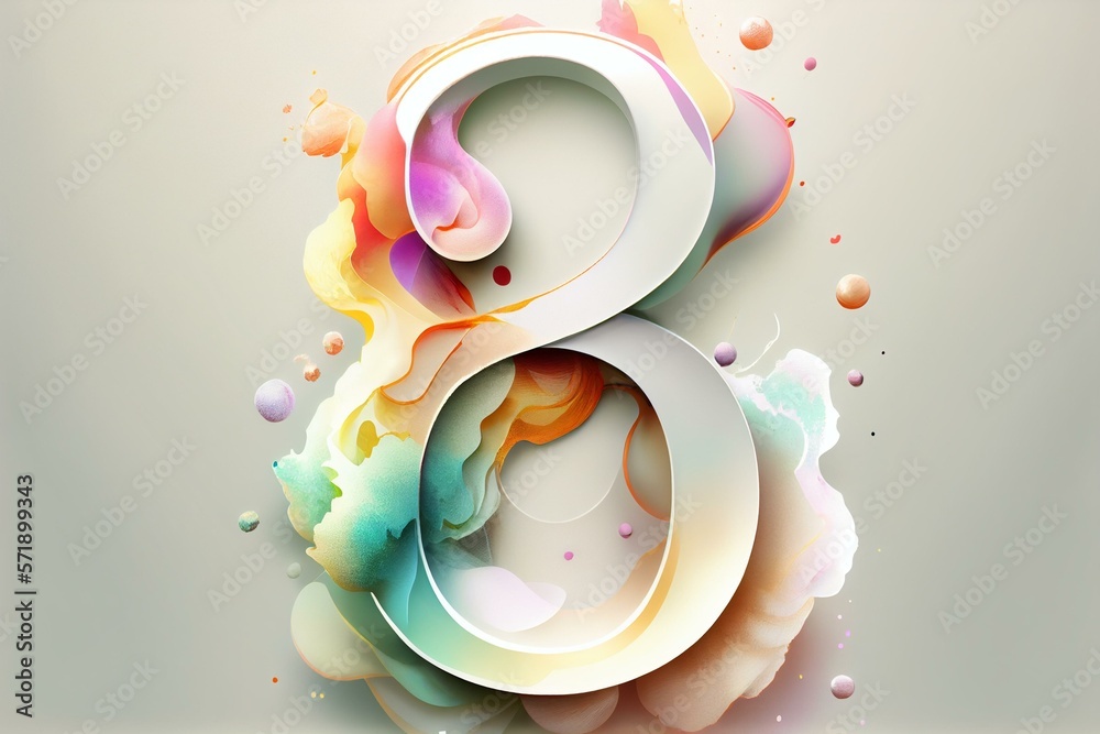 number 8, beautiful pastel colors, white background AI Generated Stock ...