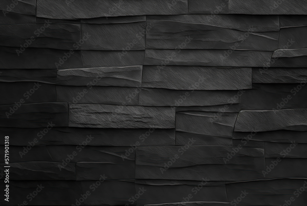 Dark grey black slate texture for background and design art work. Black stone wall. Generative ...