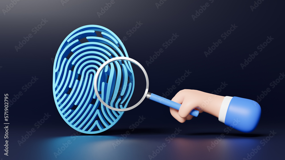 Finger print with magnifying glass icon, Fingerprint digital technology ...