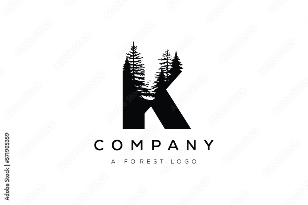 K Logo Letter Created From Tree Branches and Leaves. Tree Letter Design ...