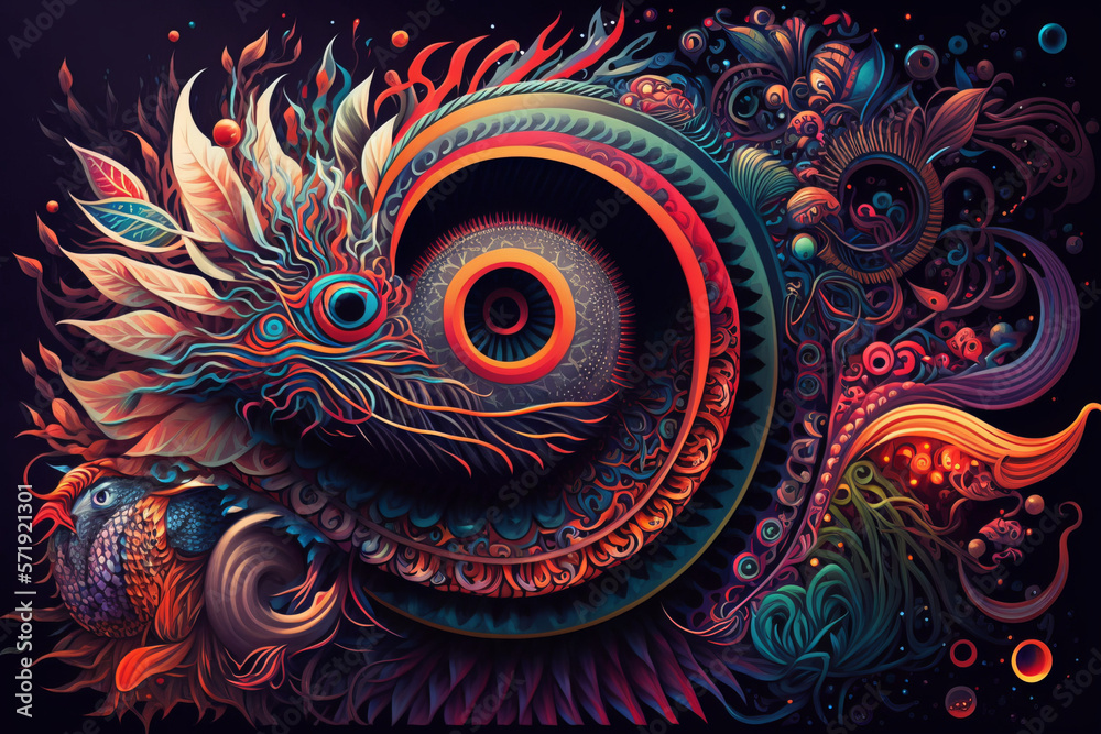 Abstract colorful background with texture, sea world, shrimp , lines ...