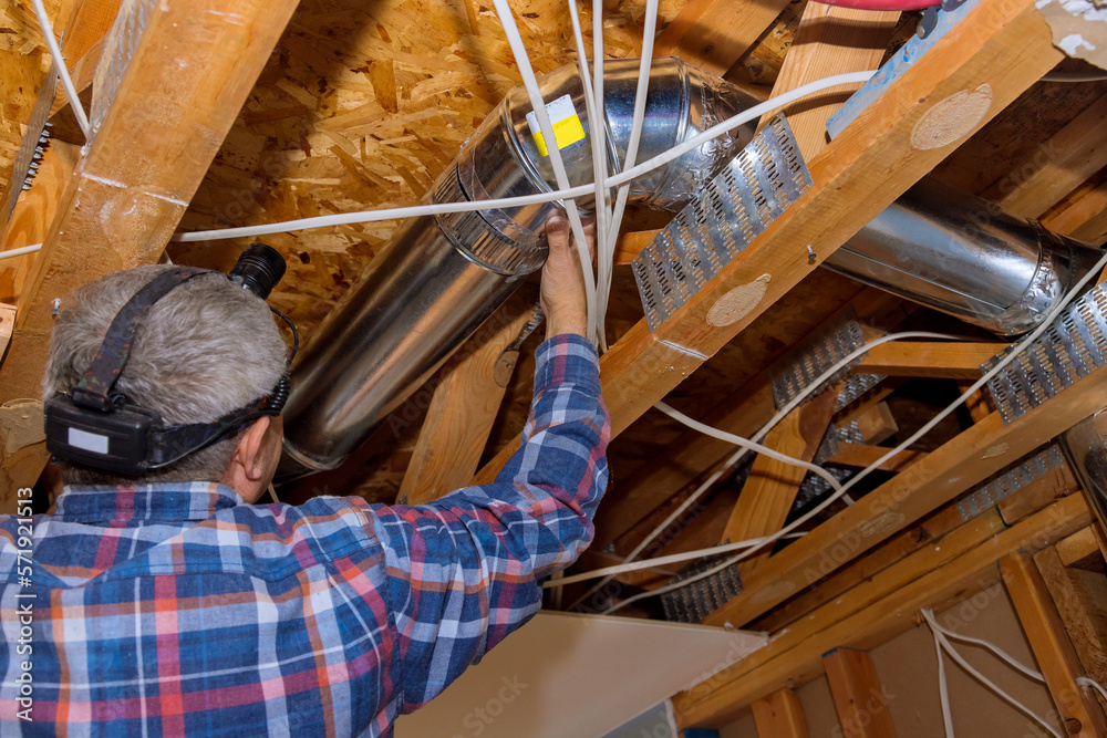 There is ventilation pipe system that mounted inside ceiling ducts ...